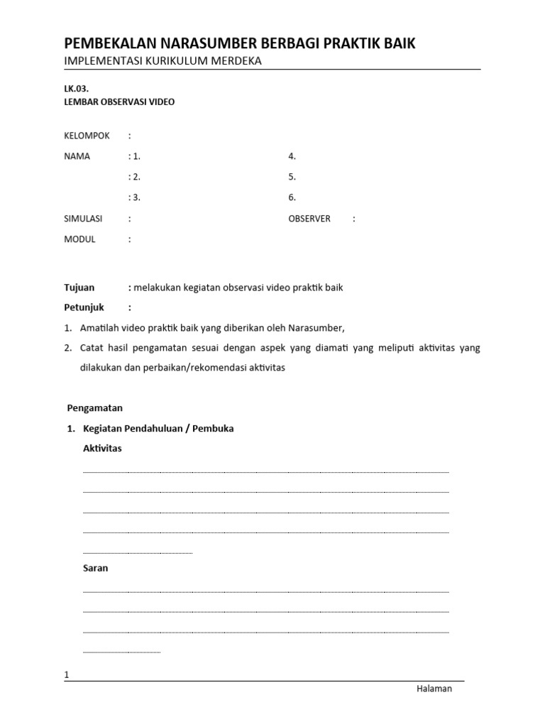 LK.03. Lembar Observasi Video | PDF