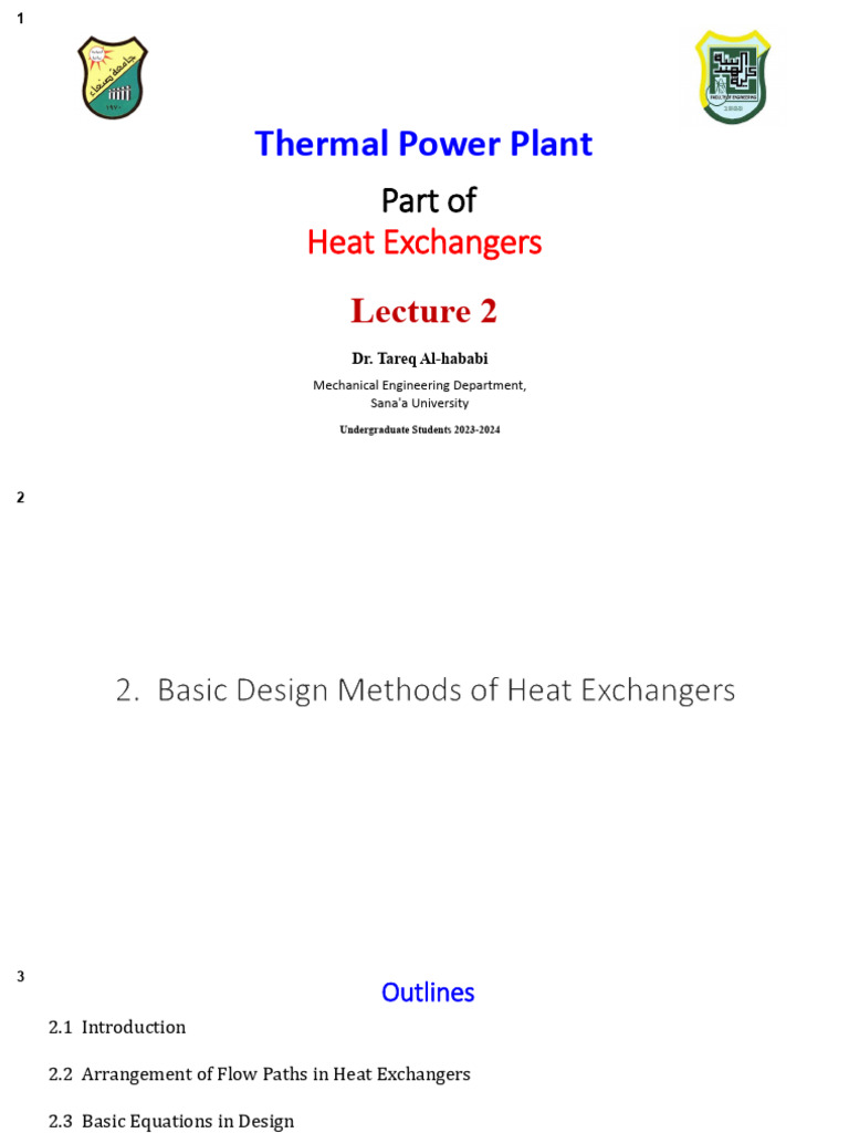 Lecture 2 - Basic Design Methods of Heat Exchangers | PDF | Heat Exchanger | Heat Transfer