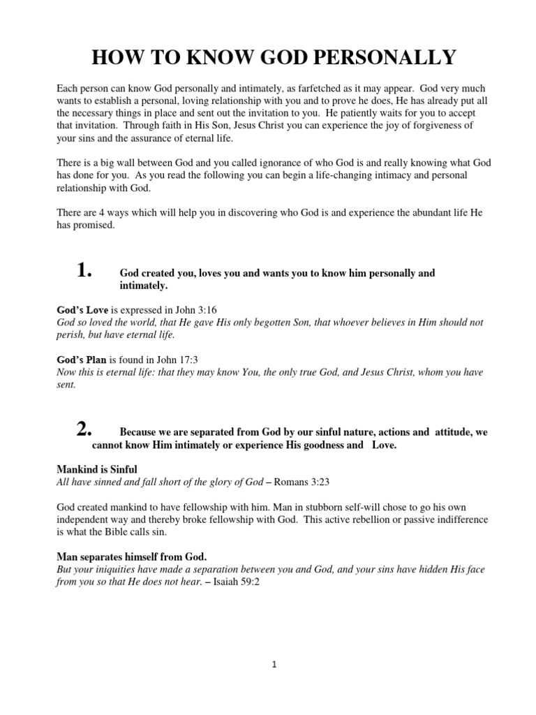 How To Know God Personally | PDF | Eternal Life (Christianity) | Jesus