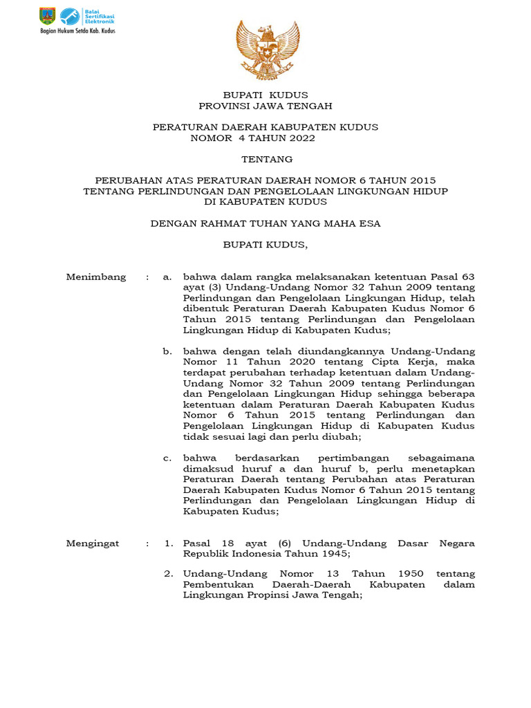 Perda - Nomor - 4 - Tahun - 2022 TTG Tentang Perubahan Atas Peraturan ...