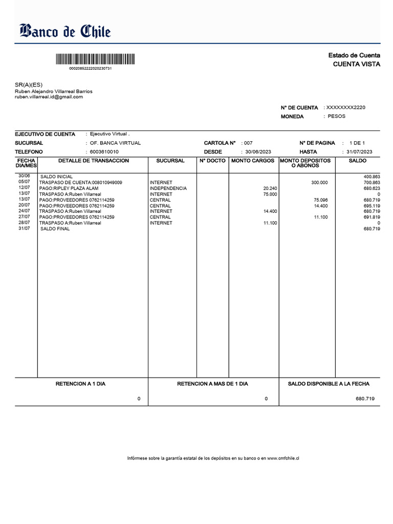 Banco de Chile 1 | PDF | Bancario | Industrias de servicio
