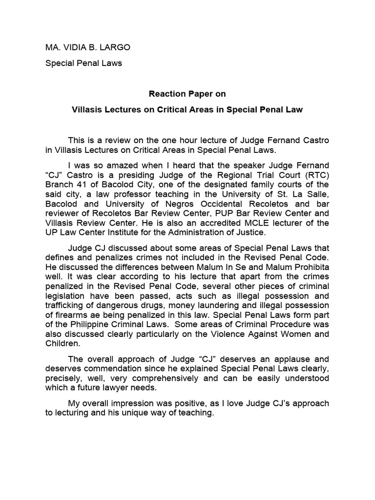 Reaction Paper | PDF