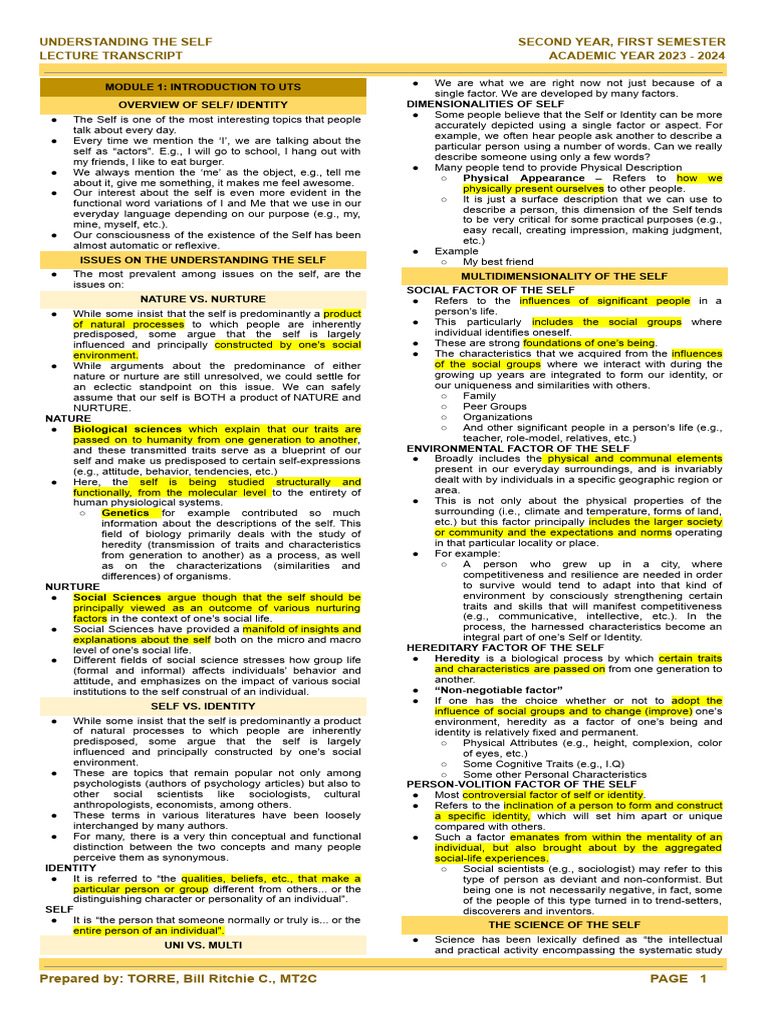 Exploring the Multidimensional Self | PDF | Science | Nature Versus Nurture