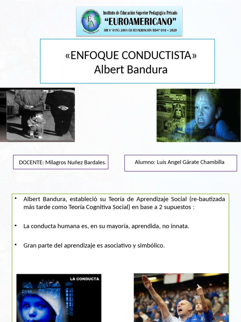 Enfoque Conductista Albert Bandura1 | PDF | Aprendizaje | Behaviorismo