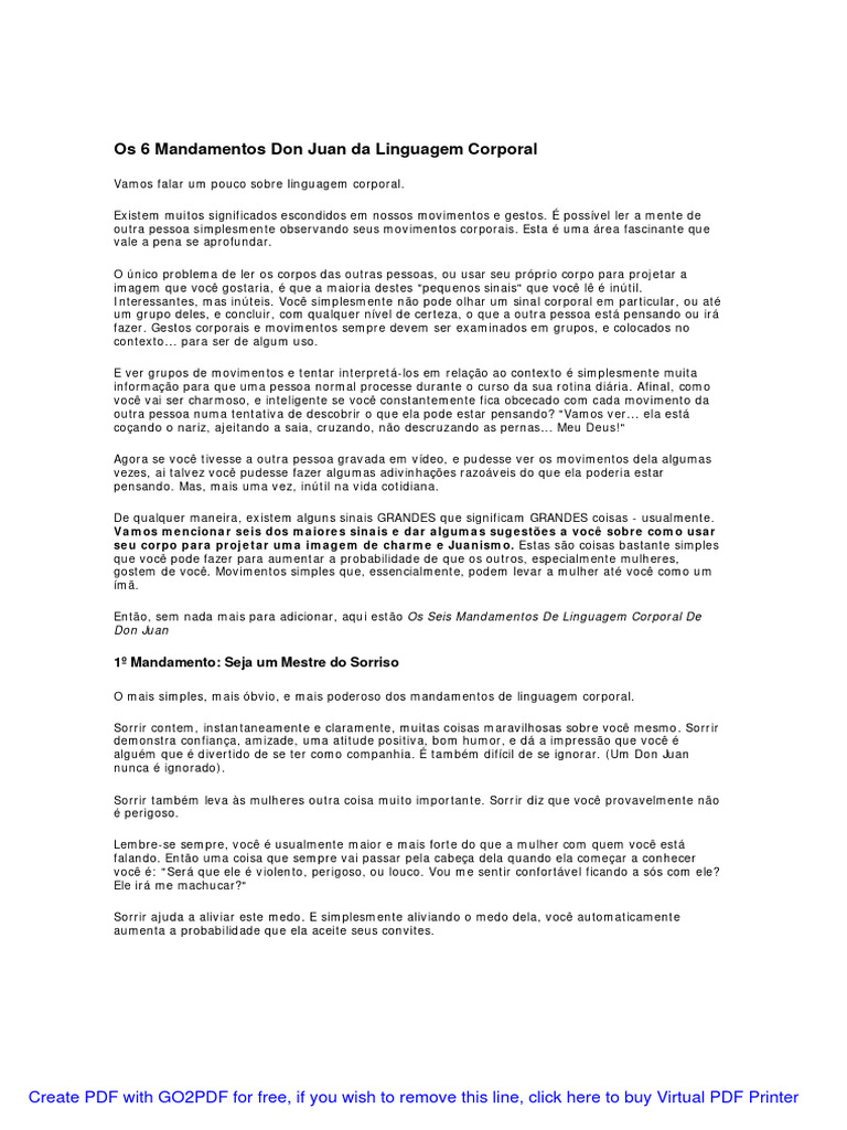 Os Seus Mandamentos Do Don Juan | PDF