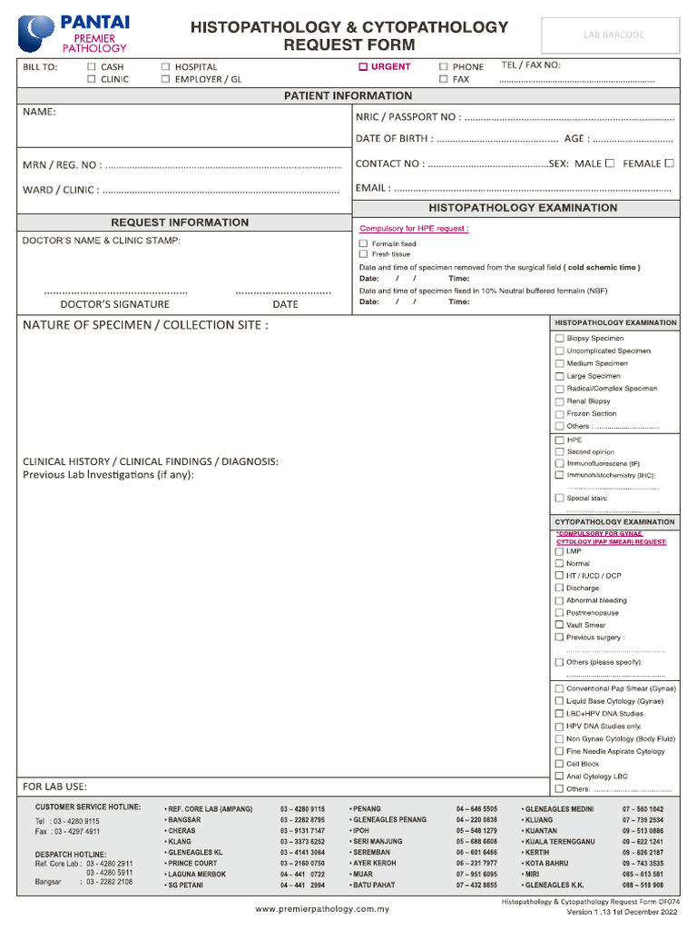 Pantai Papsmear Form | PDF