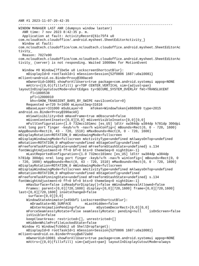 Dumpsys ANR WindowManager | PDF | Mobile Linux | Computer Science
