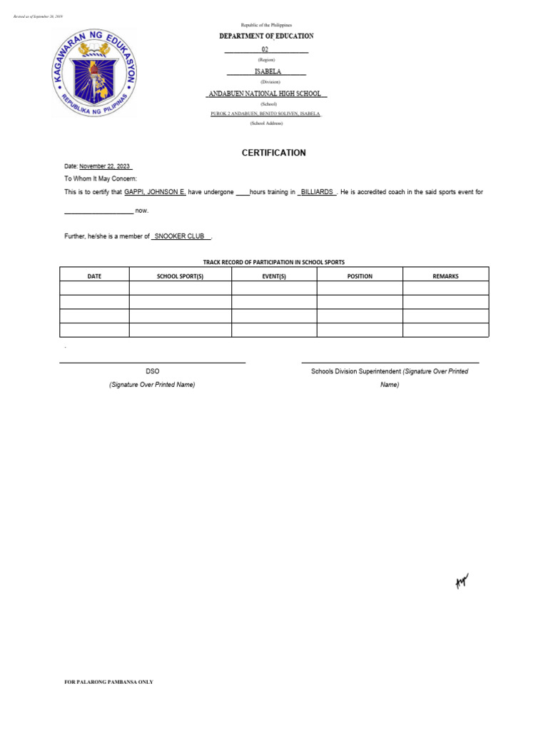 Certification of Recognition in The Lower Meet | PDF
