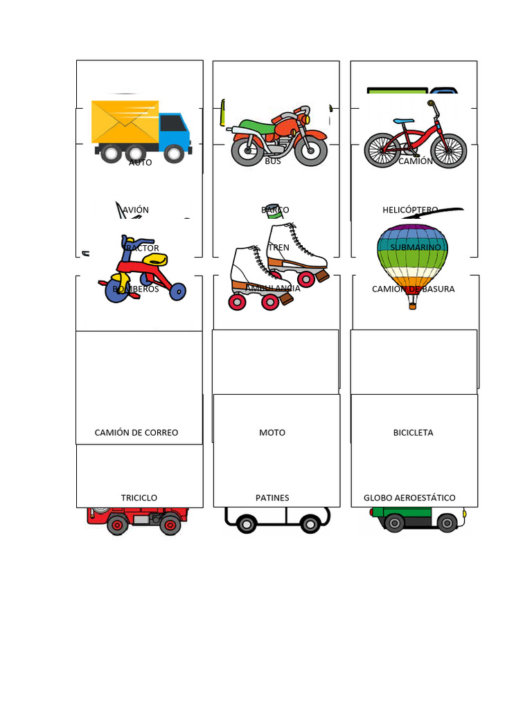 Medios de Transportes Pictogramas 5x5cm | PDF