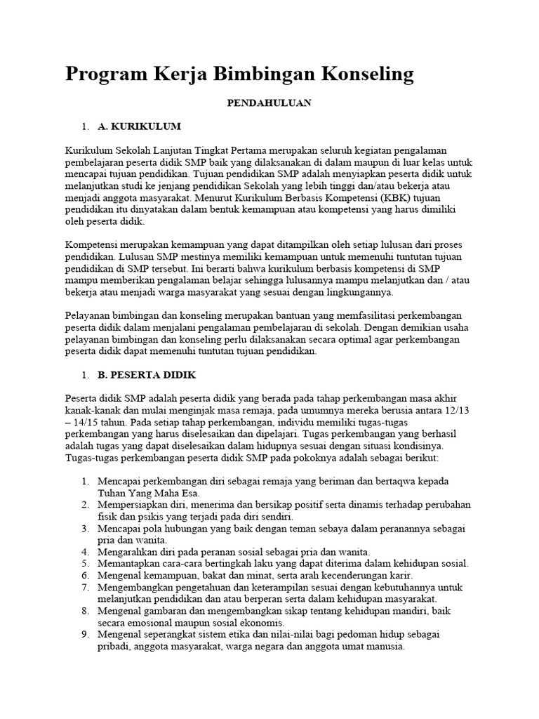 Program Kerja Bimbingan Konseling | PDF | Karier & Perkembangan
