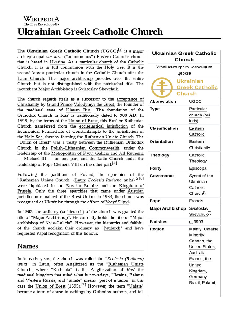 Ukrainian Greek Catholic Church Overview | PDF | Ukrainian Greek ...