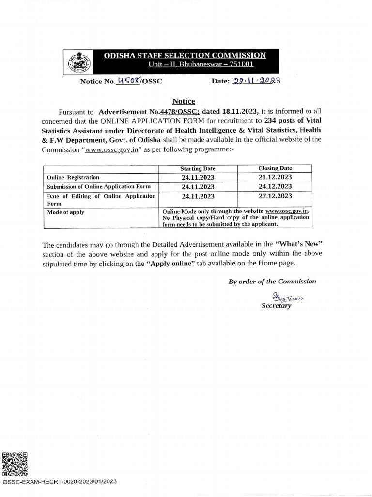Live of Application of Vital Statistics Assistant-2023 - 0001 | PDF