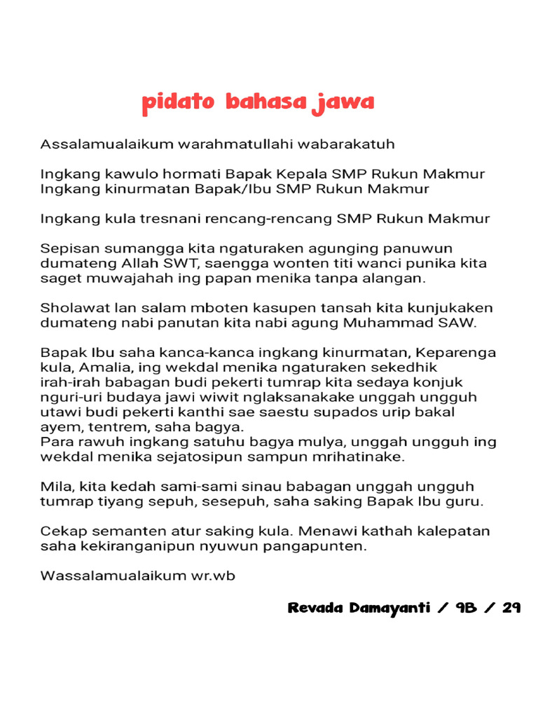 Pidato BJW | PDF