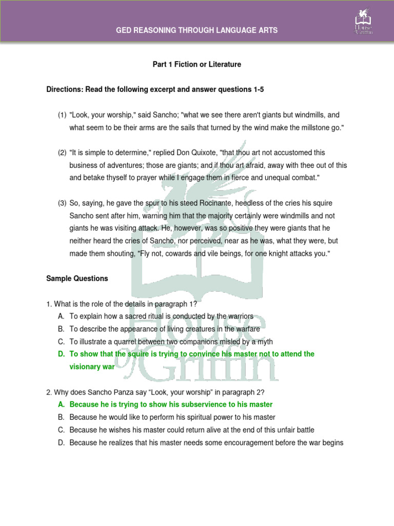 GED RLA Practice Test Overview | PDF | Equal Pay For Equal Work ...