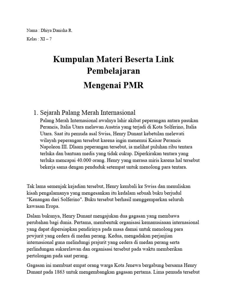 Materi Pmr Sejarah Dan Donor Darah Pdf Politik Ilmu Sosial