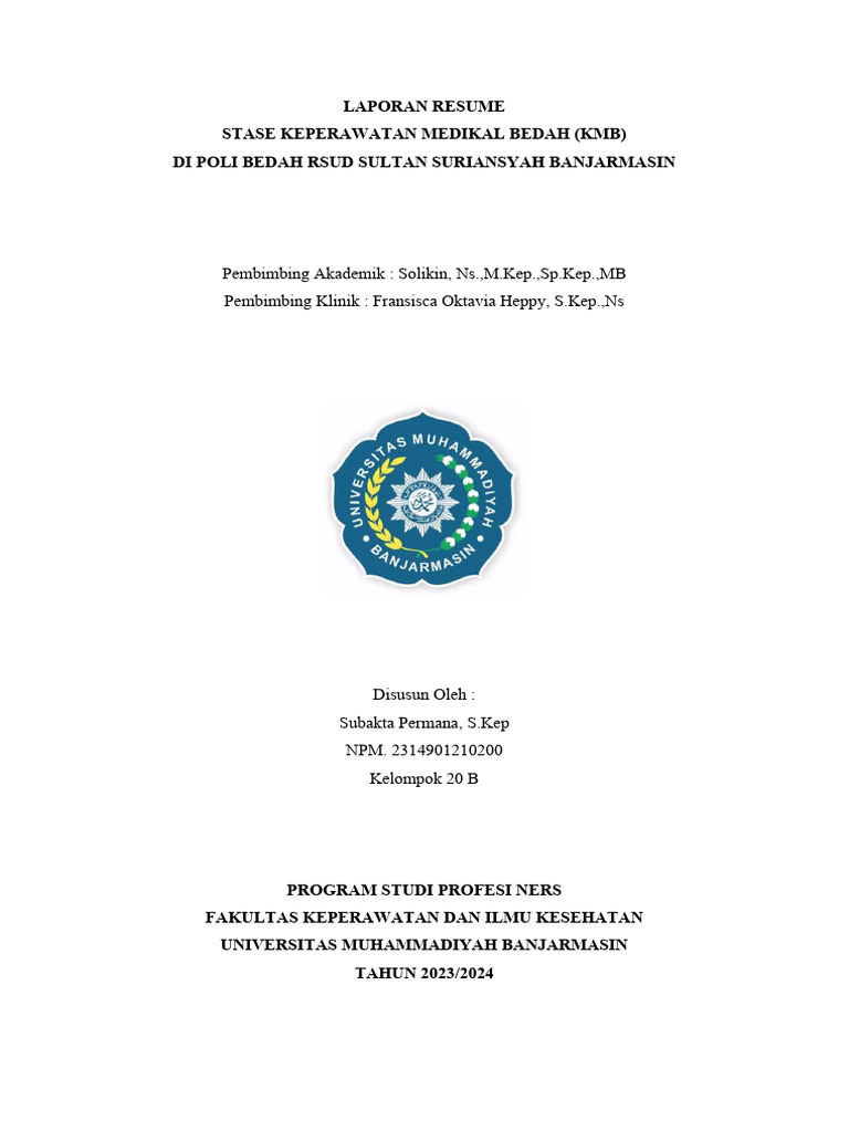 Laporan Resume Poli Bedah 2 (Bakta) | PDF