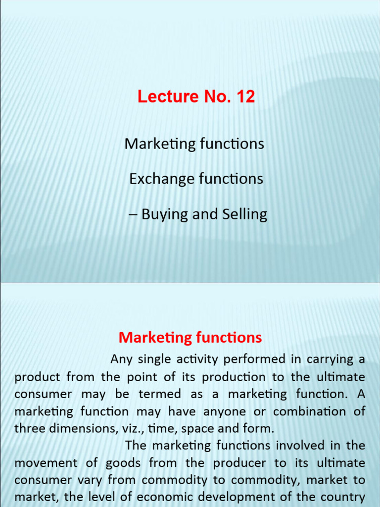 Marketing Functions - Exchange Function | PDF | Sales | Marketing