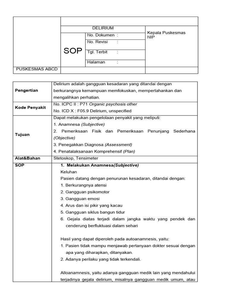 SOP Delirium | PDF | Pengembangan Diri