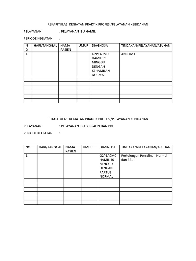 Contoh Format Target Siporlin | PDF