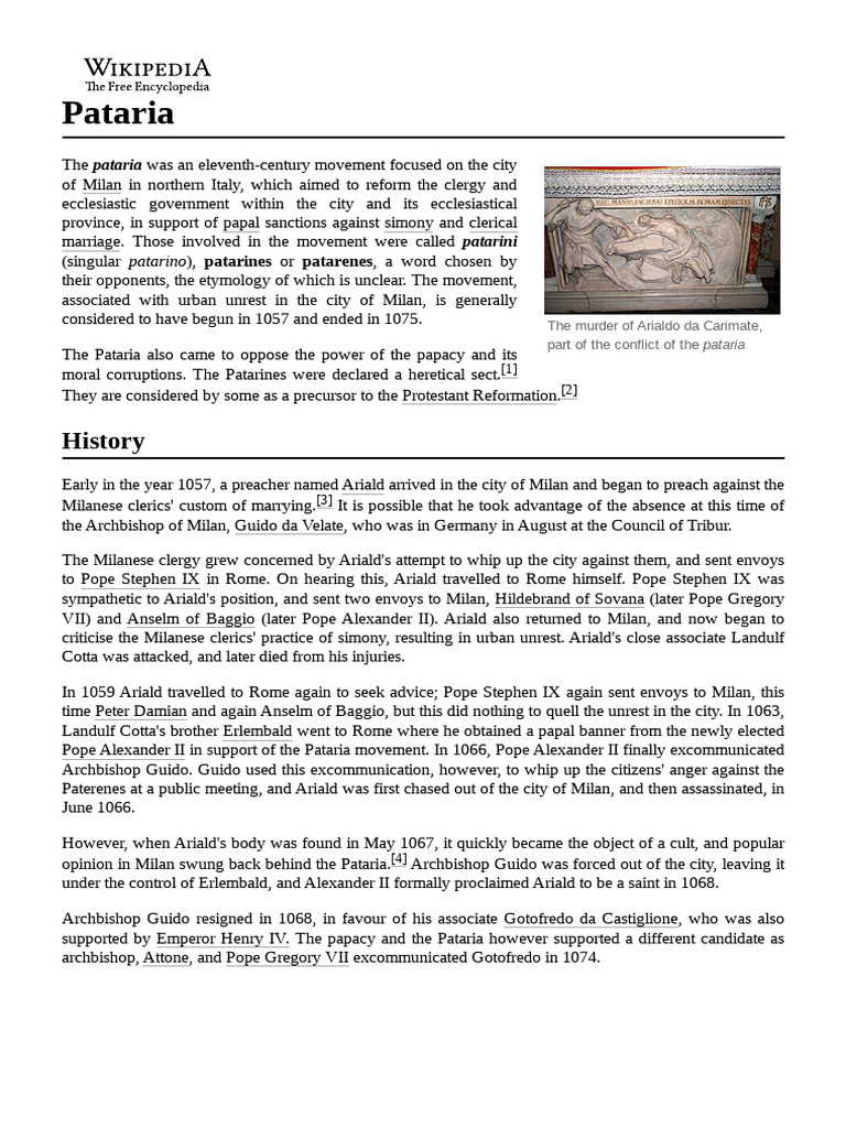 Pataria | PDF | High Middle Ages | Milan
