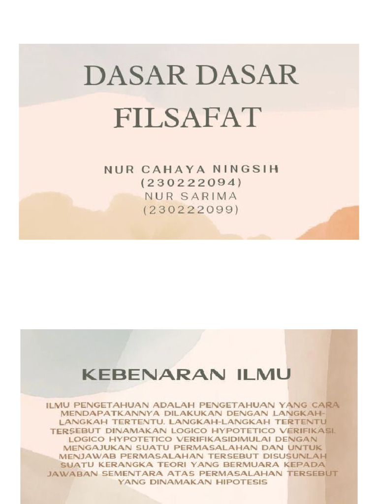 Dasar Dasar Filsafat | PDF