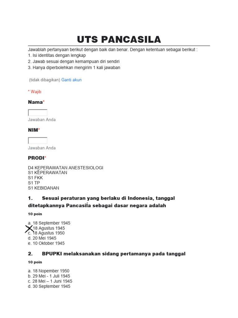 UTS PANCASILA Salinan | PDF