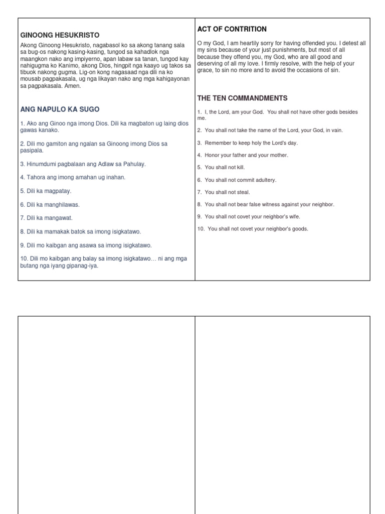 10 Commandments, Act of Contrition | PDF