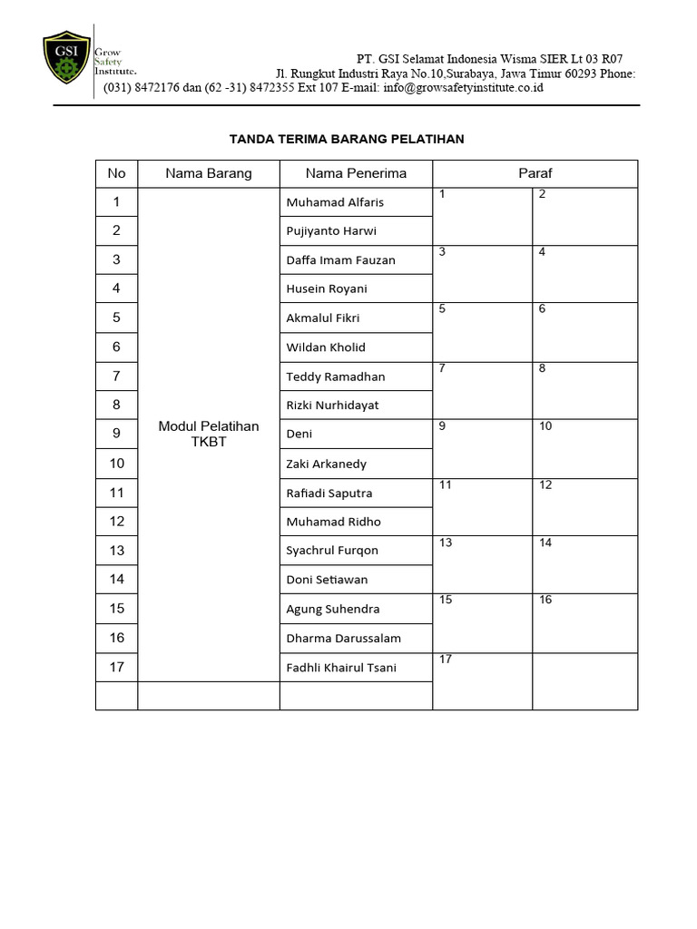 Tanda Terima Barang | PDF