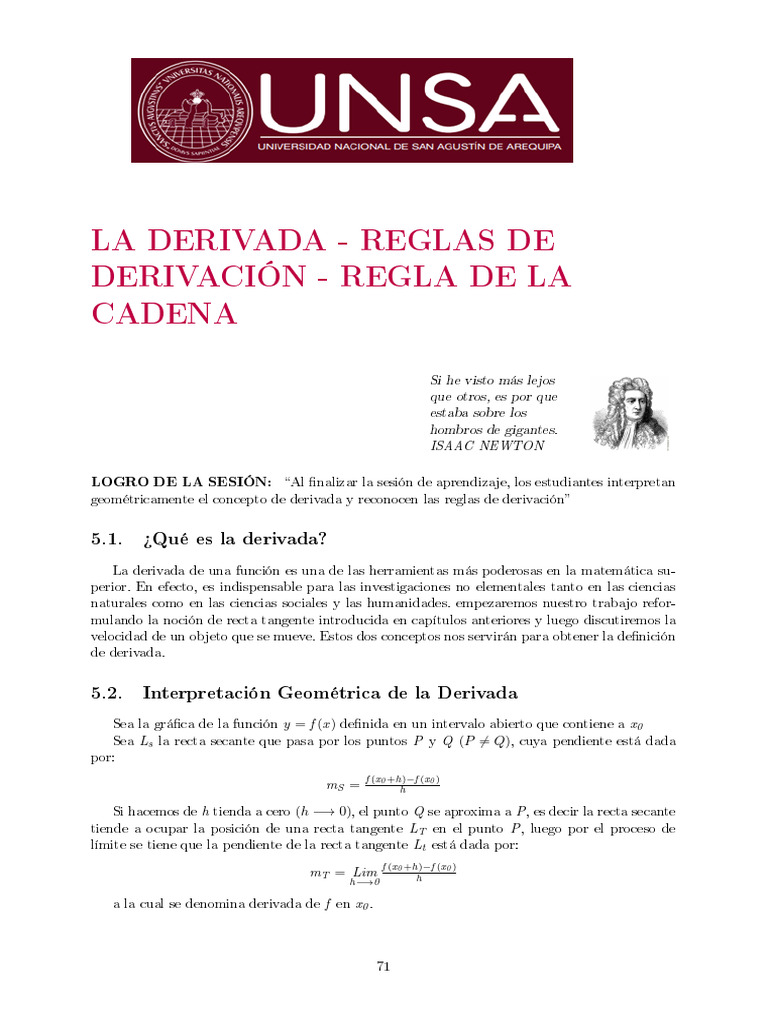 La Derivada - Reglas de Derivacion | PDF | Derivado | Conceptos matemáticos