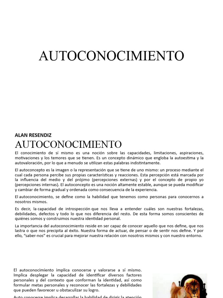 AUTOCONOCIMIENTO | PDF | Autoestima | Comportamiento