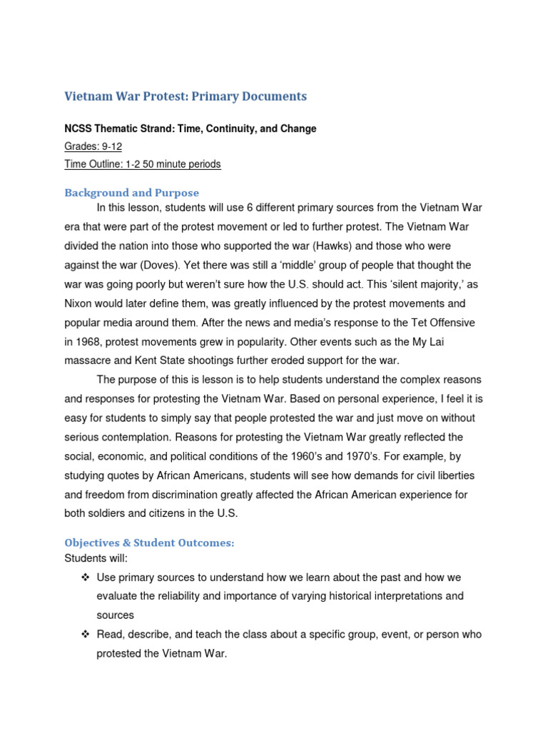 Vietnam War Protest Primary Documents | PDF | Muhammad Ali | Vietnam War