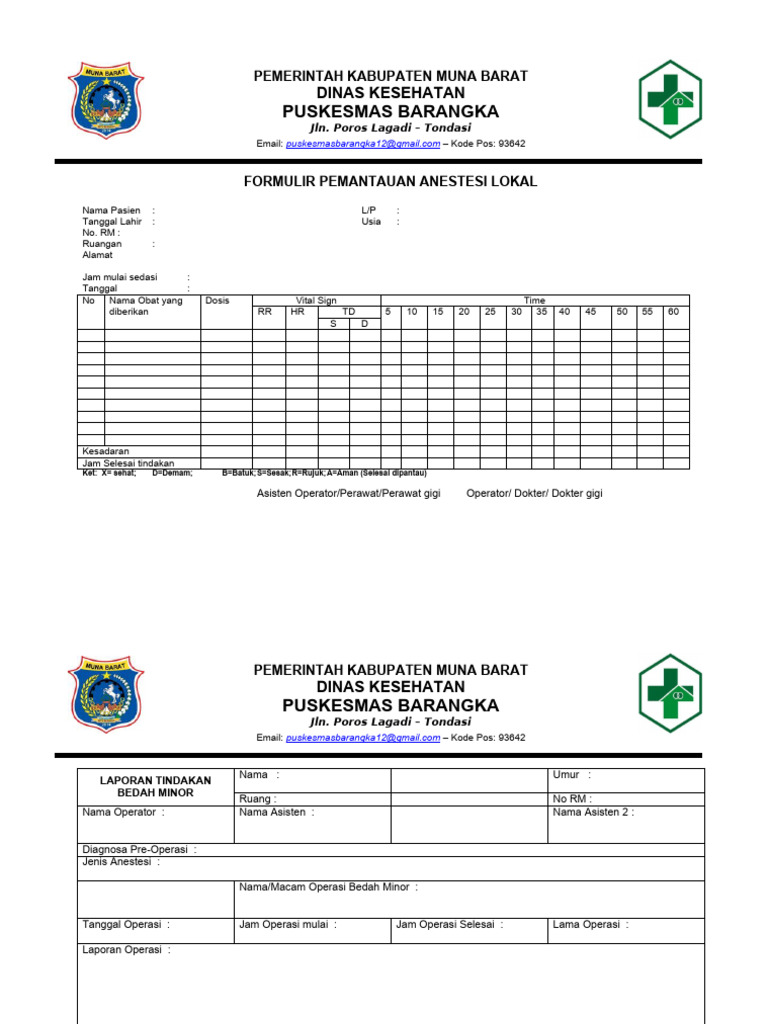 Pemantauan Anastesi Dan Laporan Tindakan Bedah Minor | PDF
