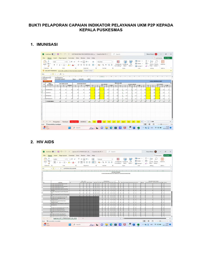 2.6.5 E) 2. BUKTI PELAPORAN CAPAIAN INDIKATOR PELAYANAN UKM P2P KEPADA KAPUS | PDF