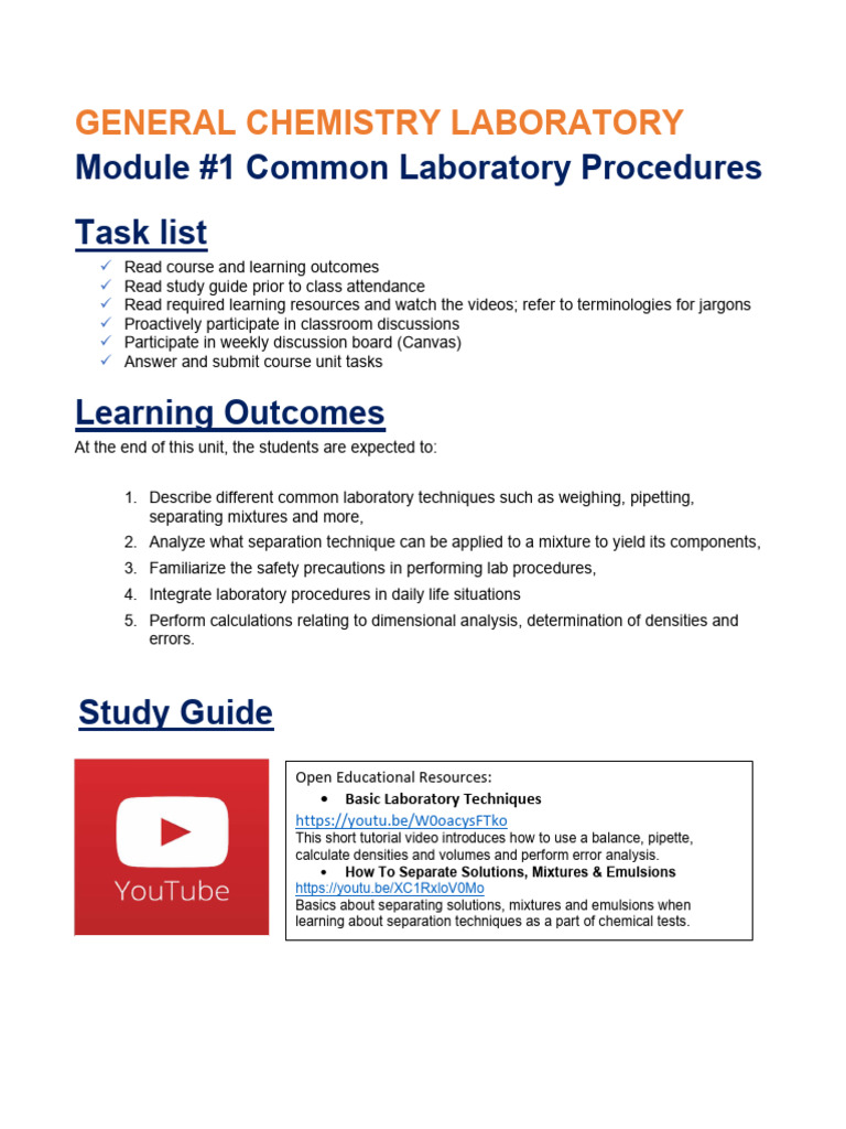 1 - Common Lab Procedures | PDF | Observational Error | Temperature