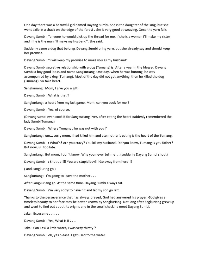 Dialog Drama Sangkuriang | PDF