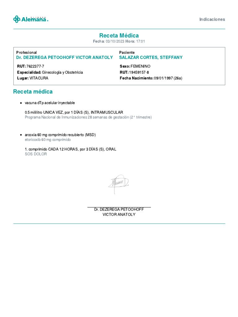 Receta Médica de Dr. Dezerega | PDF