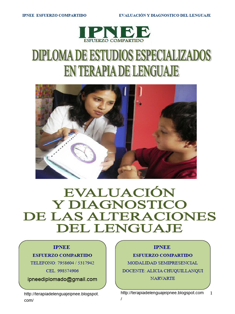 Curso De Evaluacion Y Diagnostico Del Lenguaje 2016 Pdf Diagnostico 9965