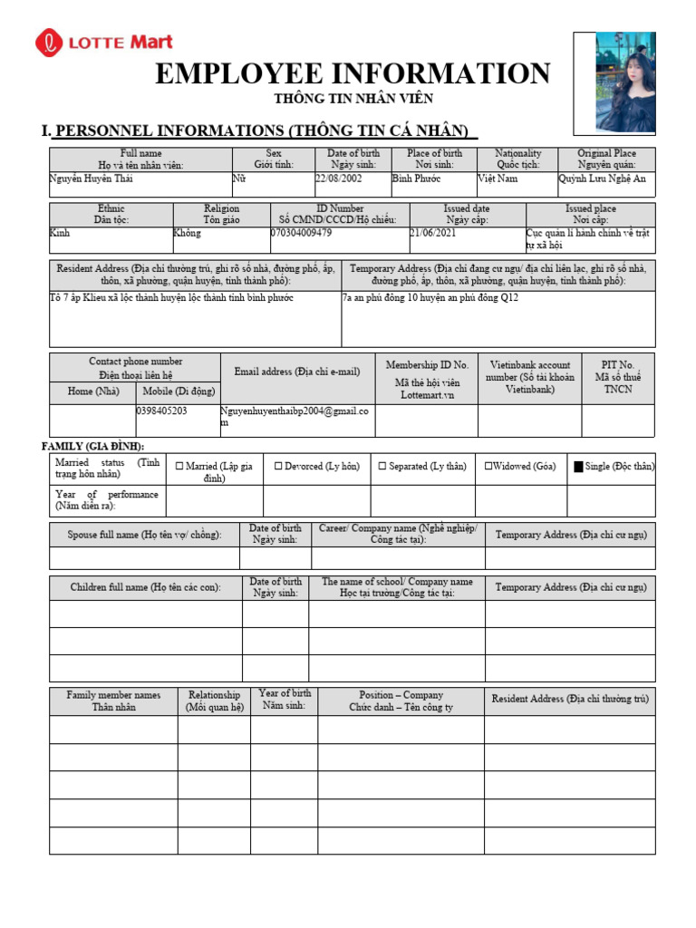 Employee Information Form | PDF