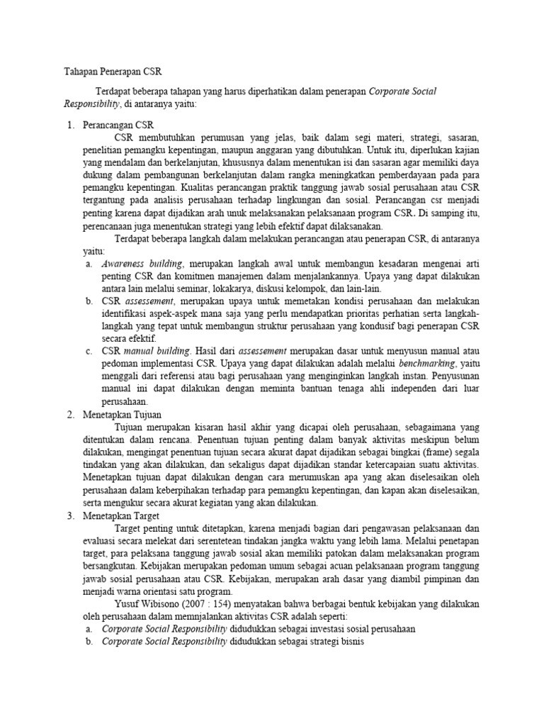 Tahapan Penerapan CSR | PDF