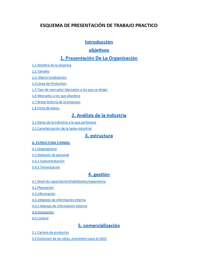 Esquema de Presentación de Trabajo Practico | PDF | Producción y fabricación | Teoría de sistemas
