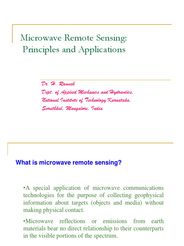 Microwave Remote Sensing | PDF | Microwave | Electromagnetic Spectrum
