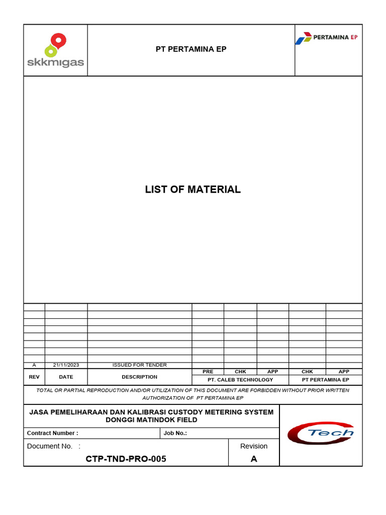 List of Material | PDF | Manufactured Goods | Equipment