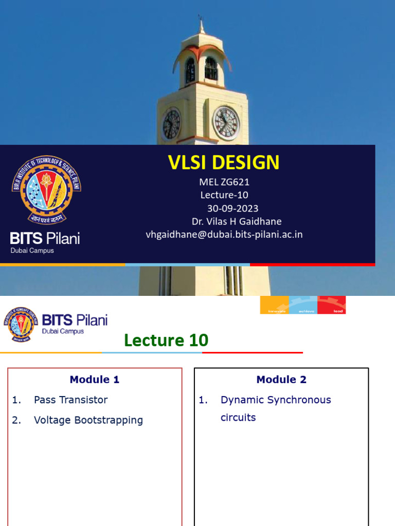 MEL ZG621 VLSI DESIGN (Lect 10) - Merged | PDF | Cmos | Mosfet