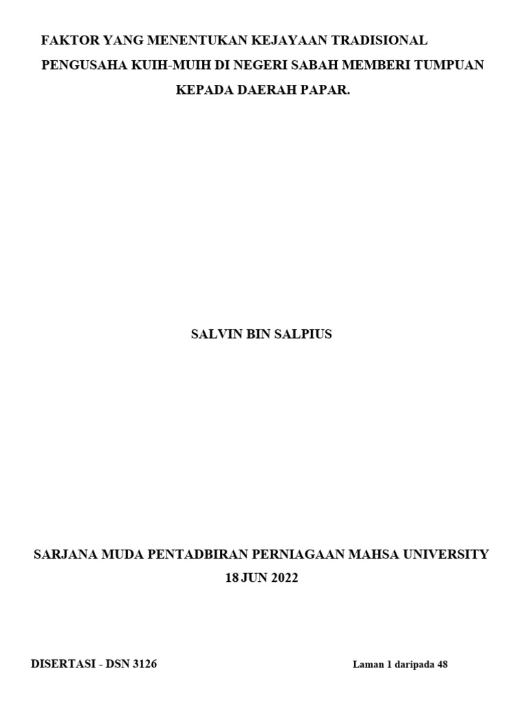 Faktor Yang Menentukan Kejayaan Tradisional | PDF