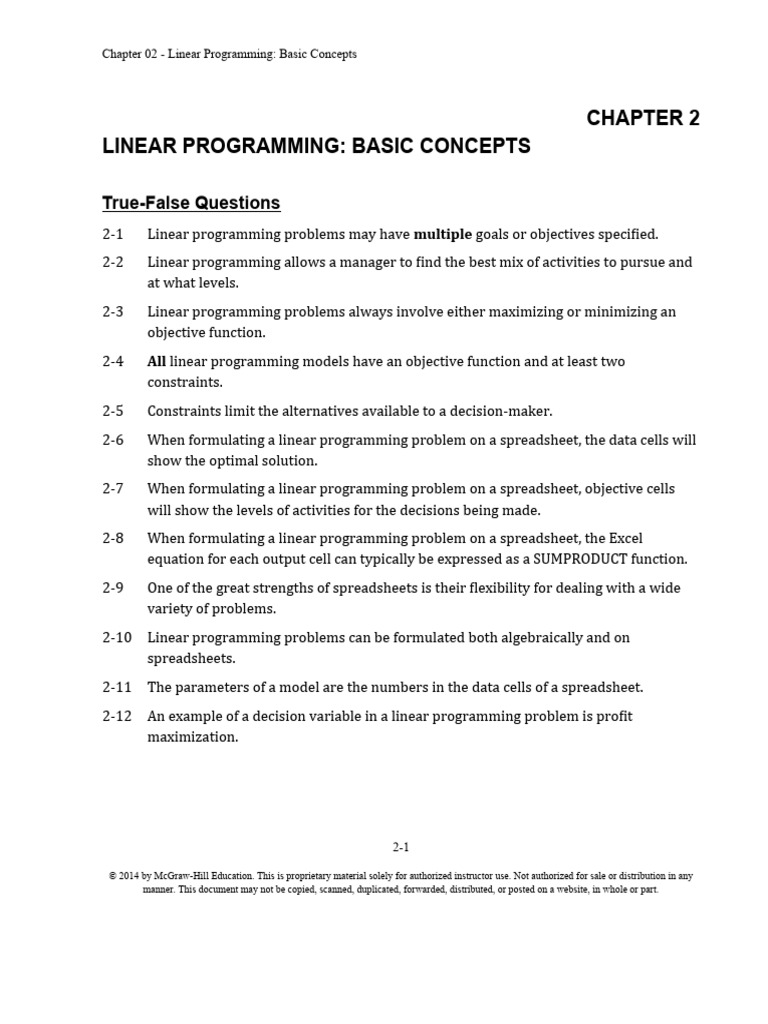 Linear Programming Concepts Overview | PDF | Linear Programming | Mathematical Optimization