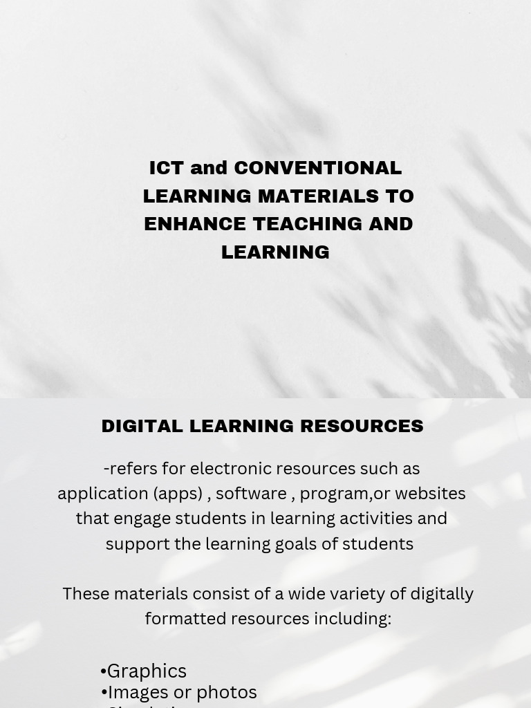 Enhancing Learning with Digital and Conventional Resources | PDF ...