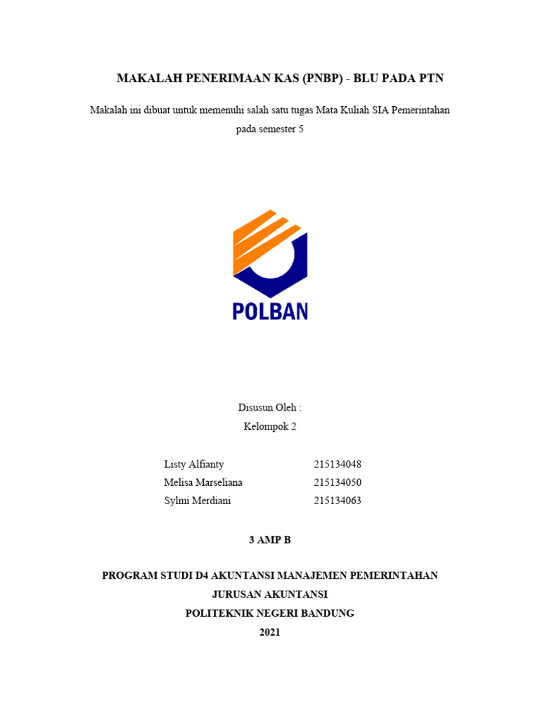 Kelompok 2 - 3B AMP - 2022 - Sistem Penerimaan Kas (PNBP) - BLU Pada ...