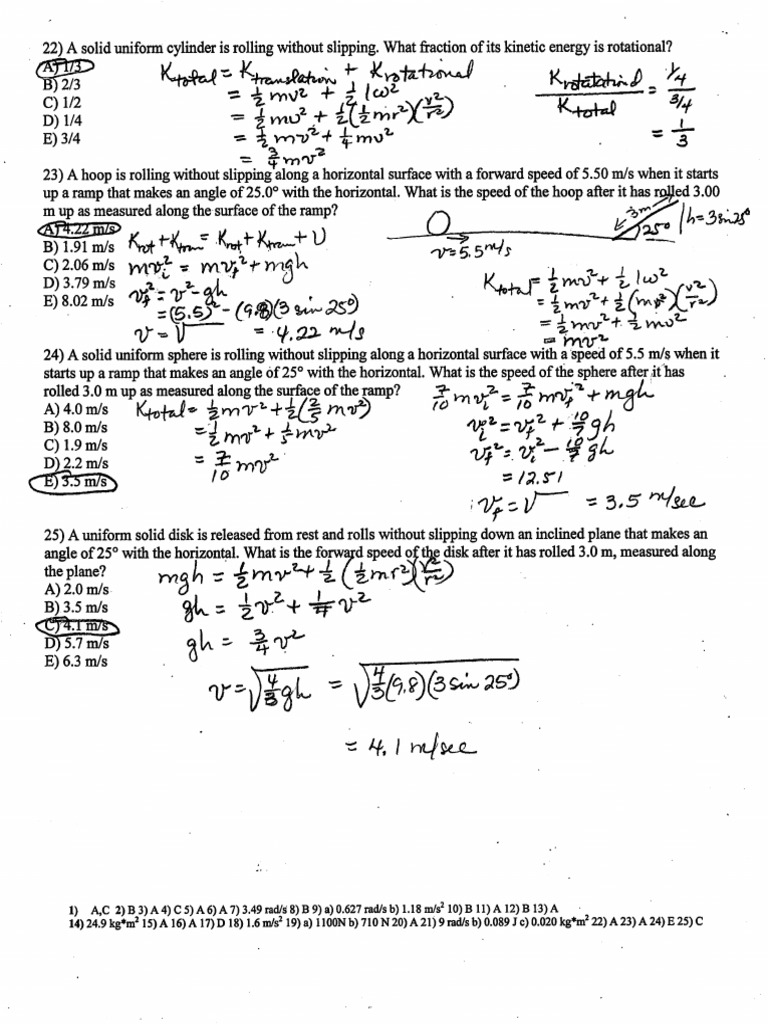 Rotational Motion Test Review2001 | PDF