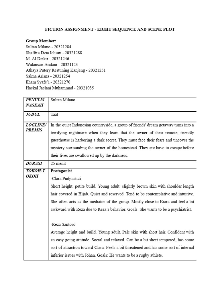 Contoh EIGHT SEQUENCE AND SCENE PLOT | PDF