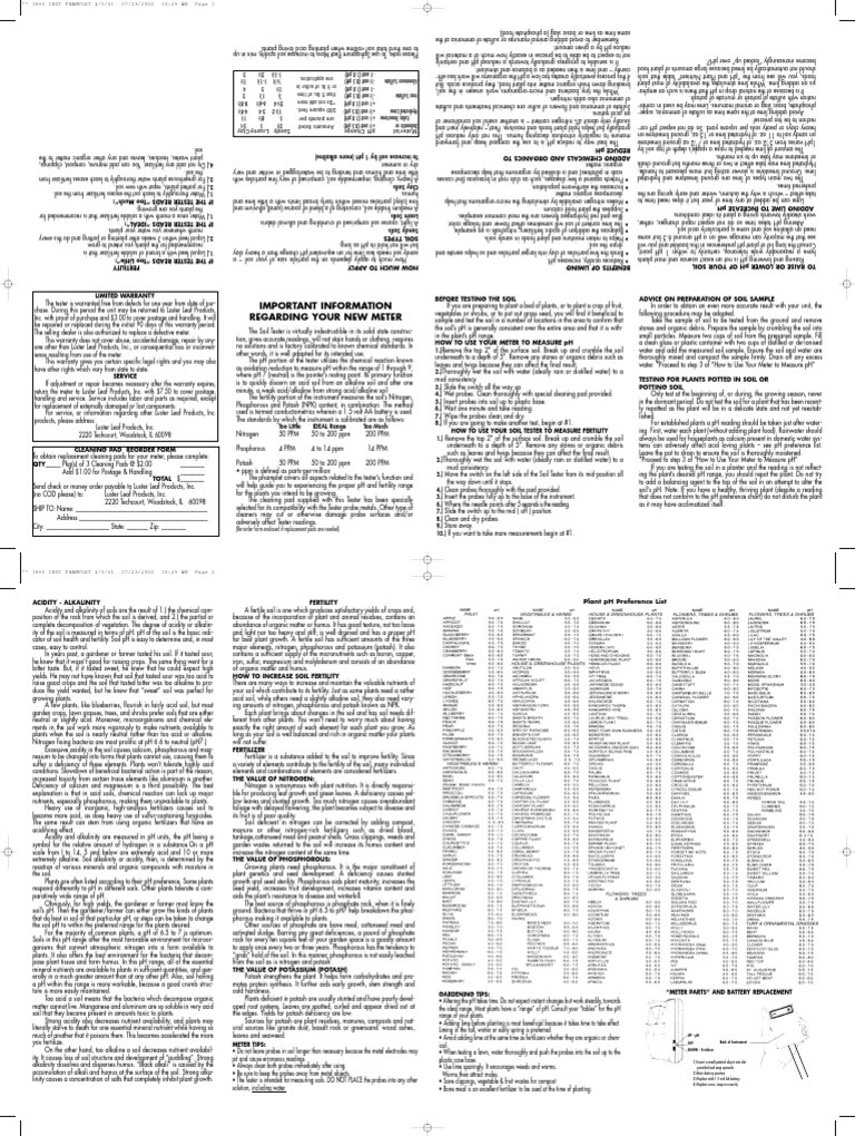 1860 Instructions | PDF | Plant Nutrition | Soil